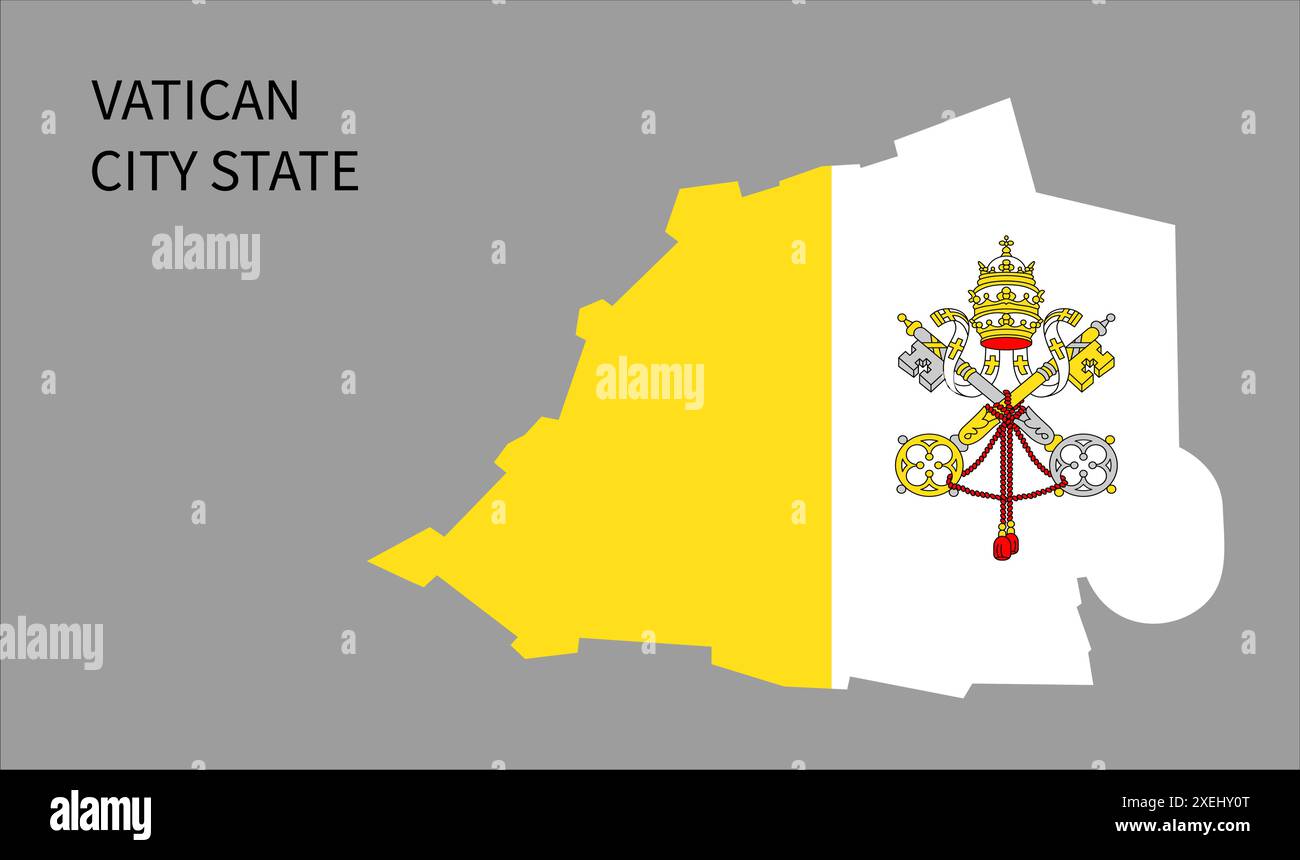 Vatican City State flag map, official color with proportion, fully Editable illustration, vector ...