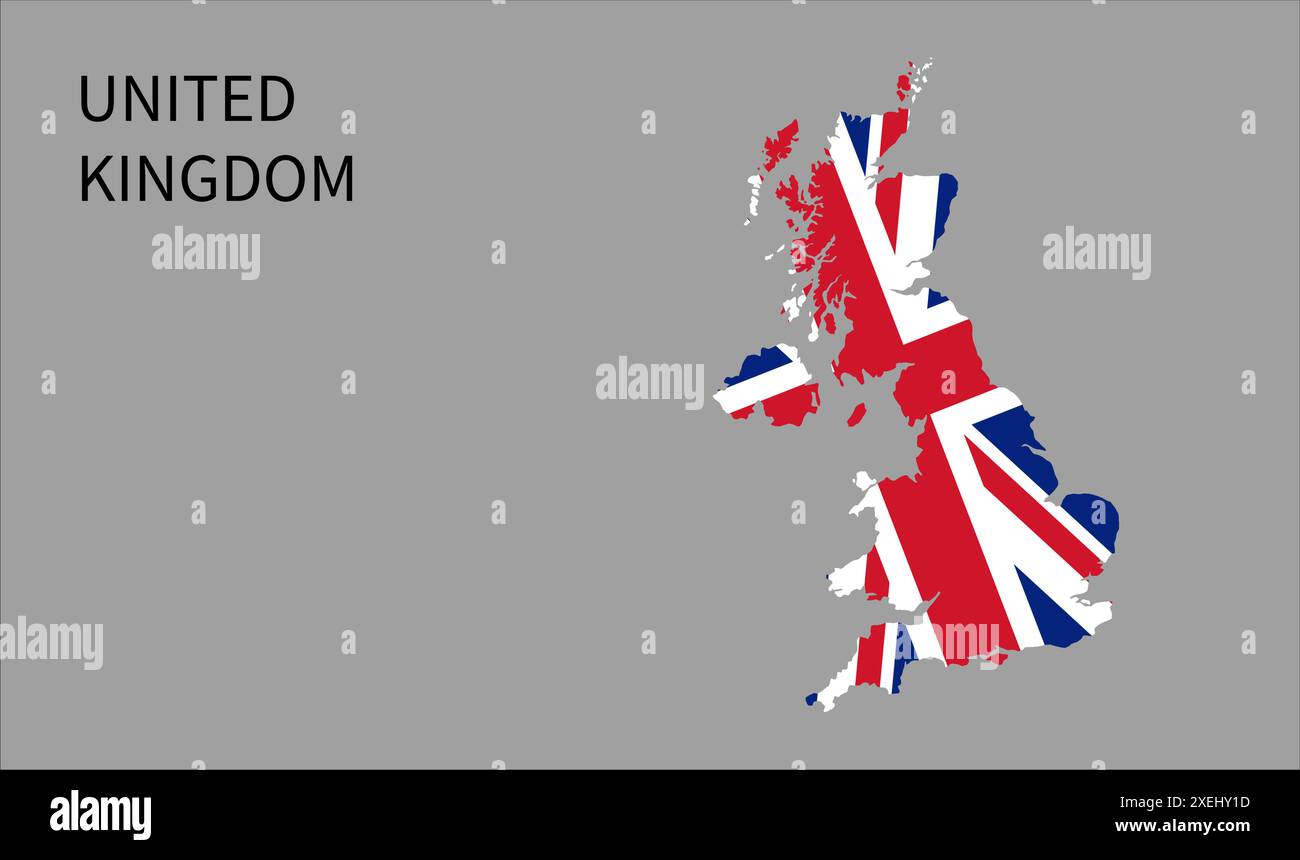 United Kingdom flag map, official color with proportion, fully Editable ...