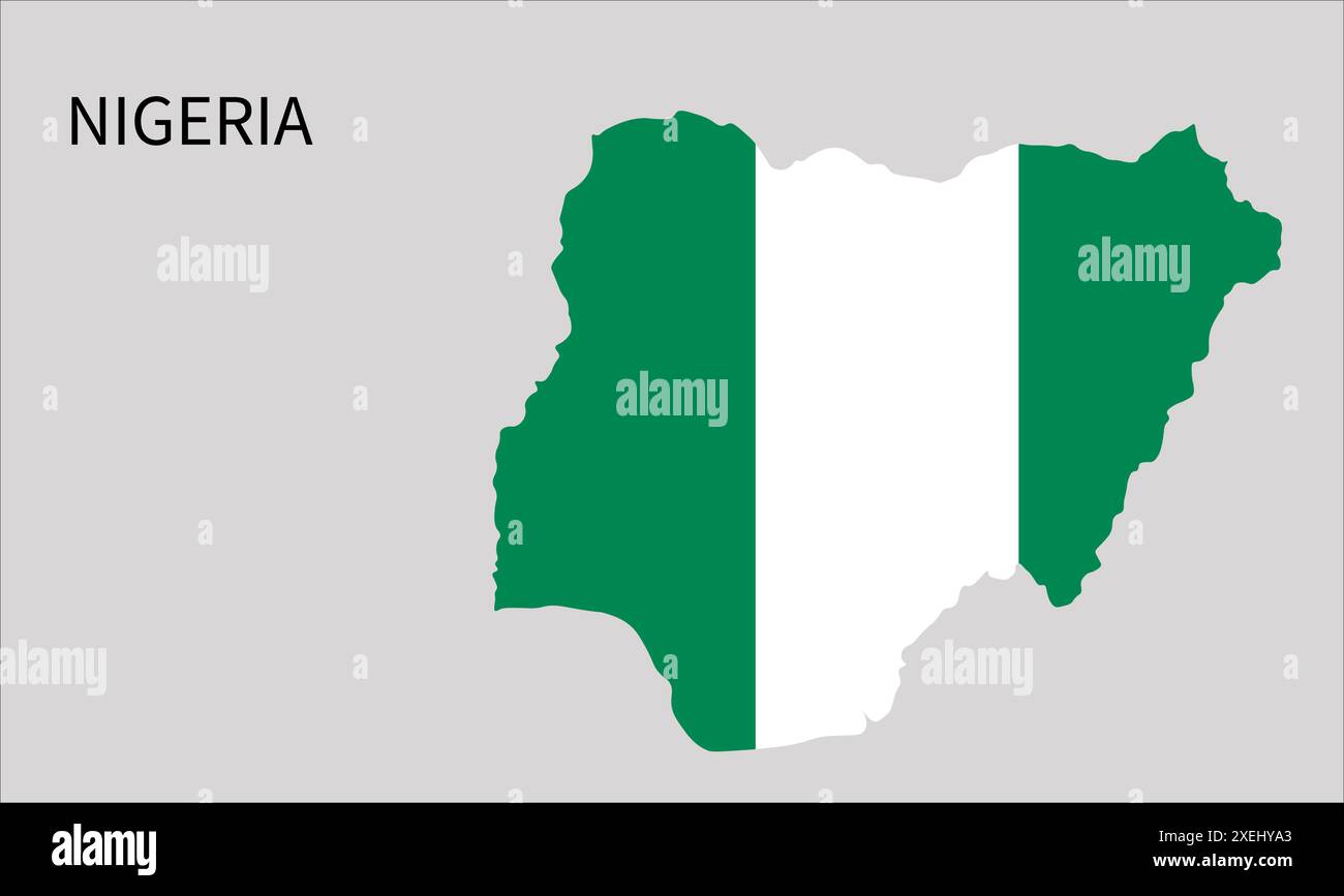 Nigeria flag map, official color with proportion, fully Editable ...