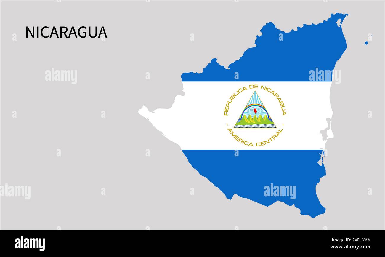 Nicaragua flag map, official color with proportion, fully Editable ...