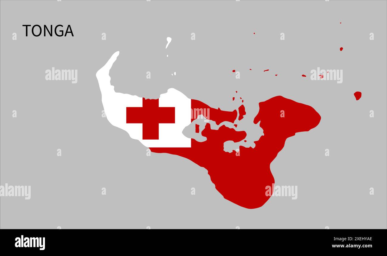 Tonga flag map, official color with proportion, fully Editable ...