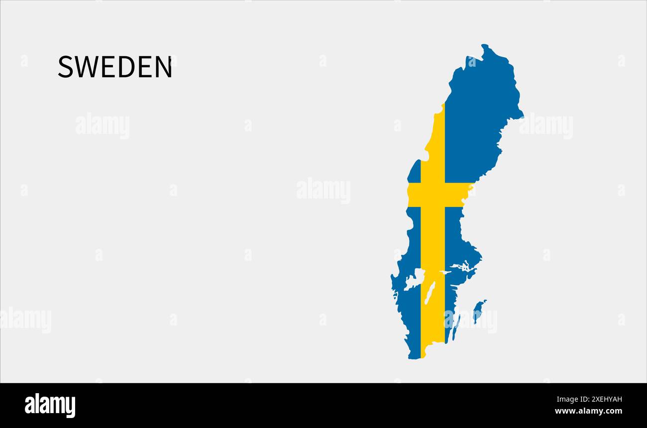 Sweden flag map, official color with proportion, fully Editable ...