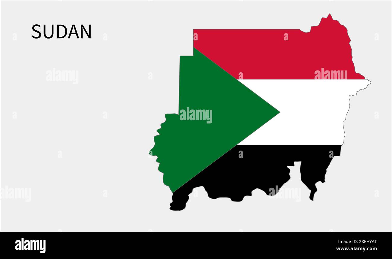 Sudan flag map, official color with proportion, fully Editable ...