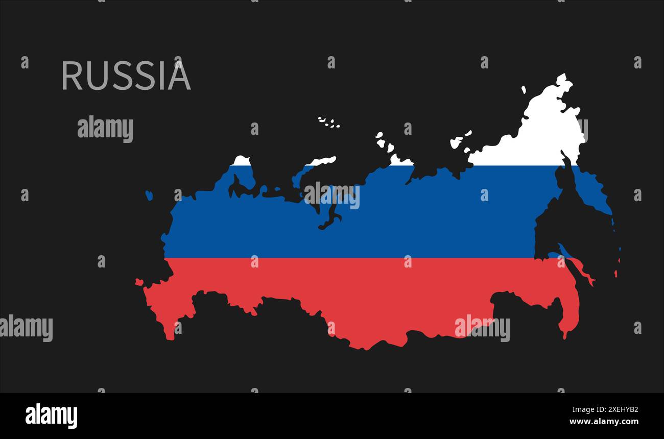 Russia flag map, official color with proportion, fully Editable ...