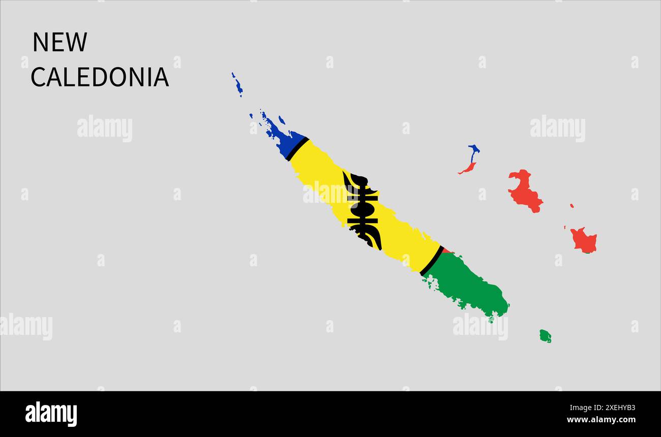 New Caledonia flag map, official color with proportion, fully Editable ...
