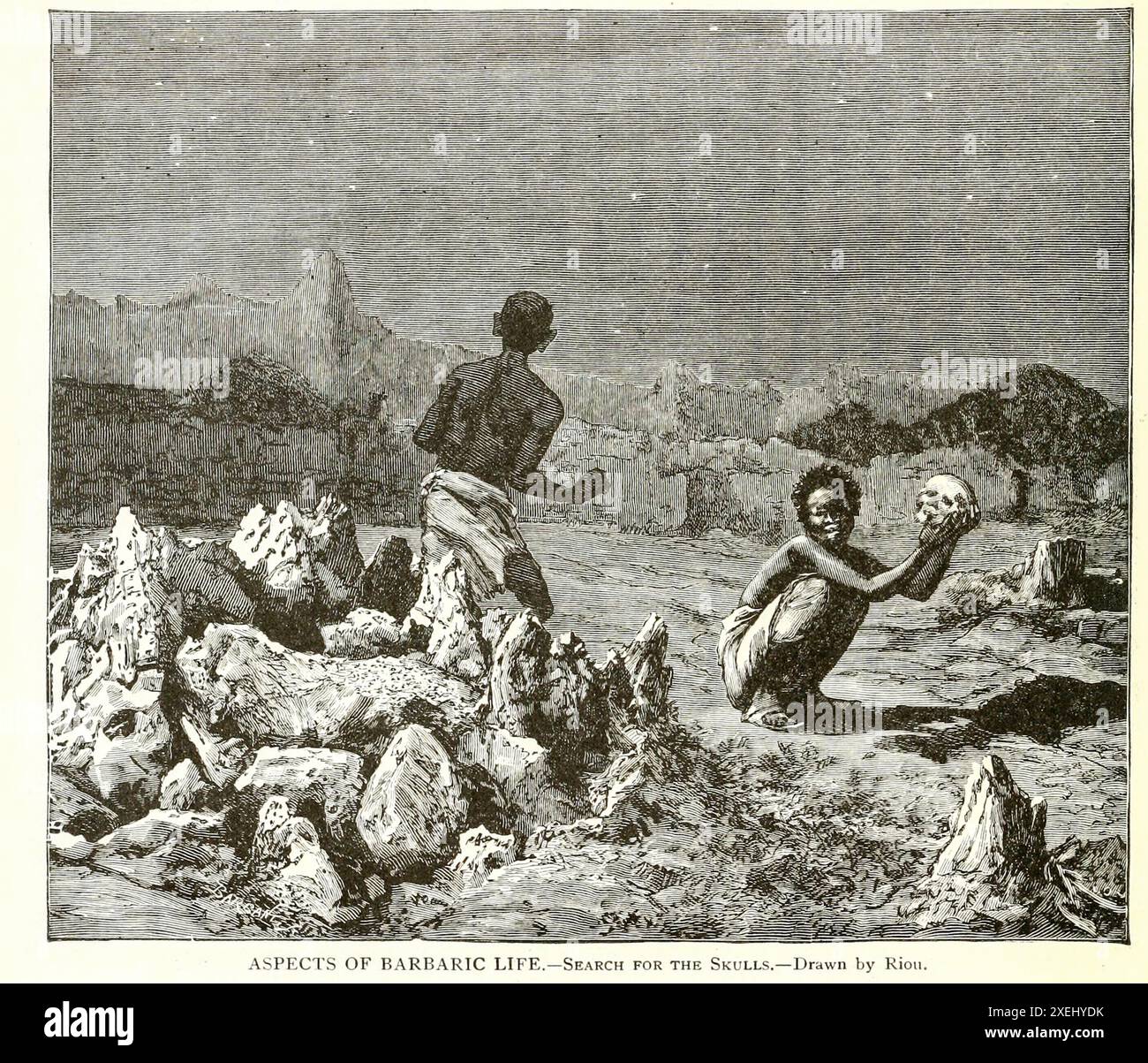 ASPECTS OF BARBARIC LIFE. Search for the Skulls. Drawn by Riou. from ...