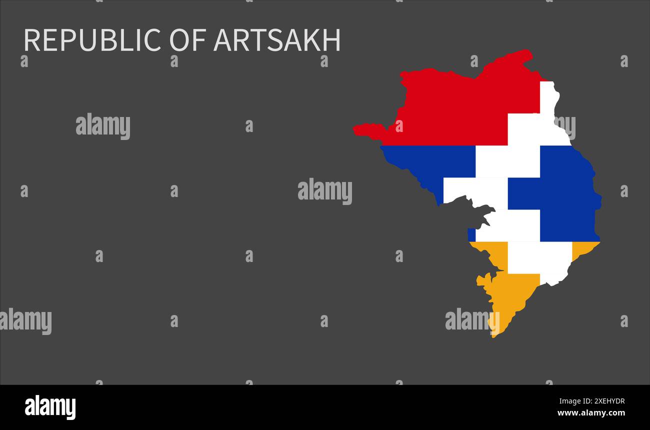 Republic of Artsakh flag map, official color with proportion, fully ...