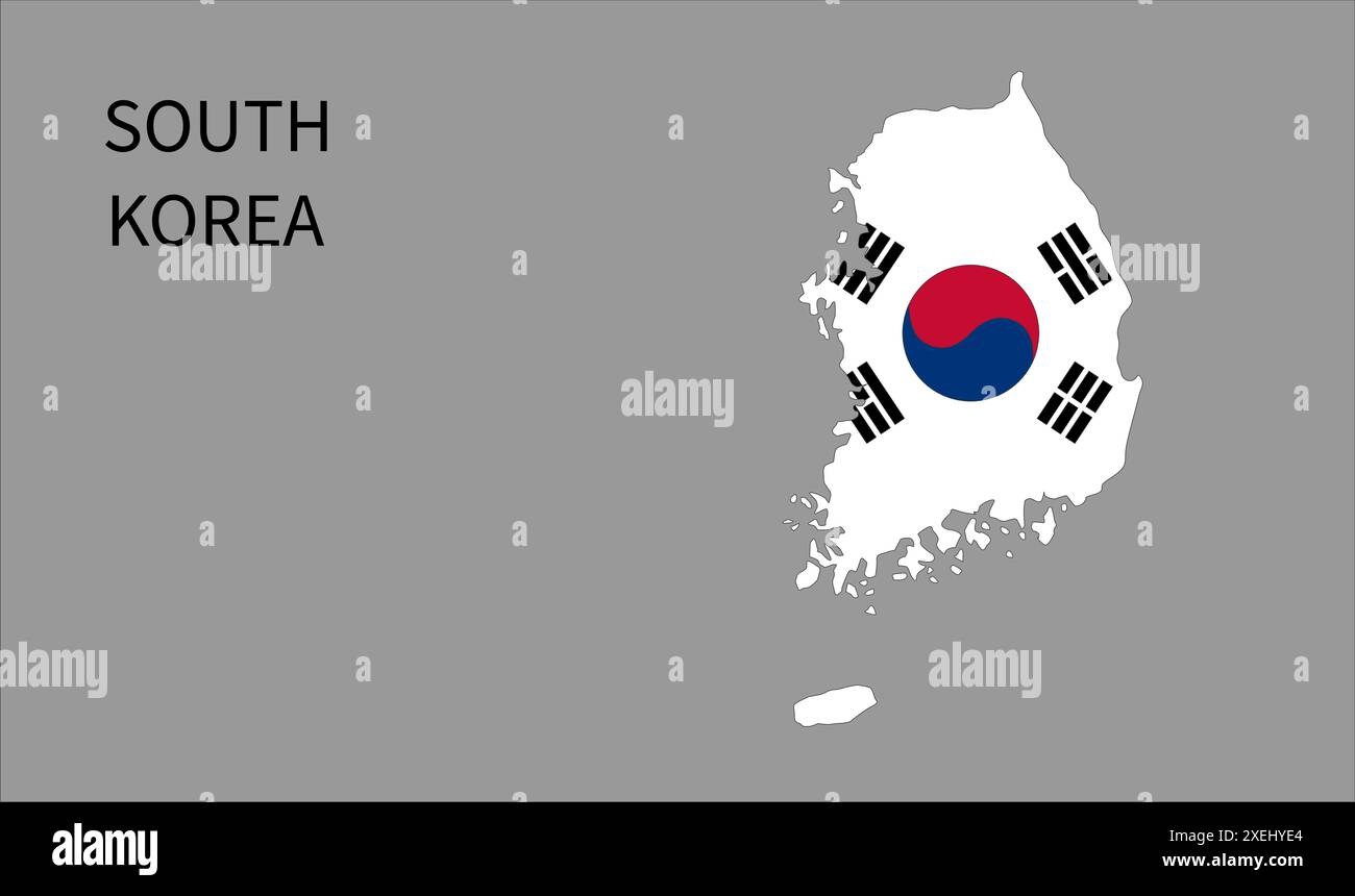 South Korea flag map, official color with proportion, fully Editable ...