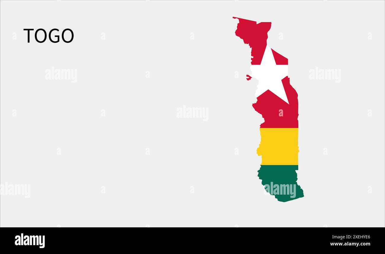 Togo flag map, official color with proportion, fully Editable illustration, vector, flag ...