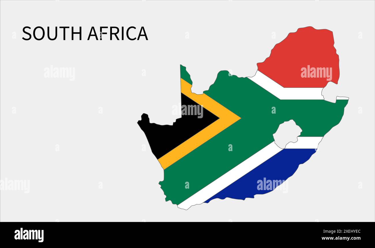 South Africa flag map, official color with proportion, fully Editable ...