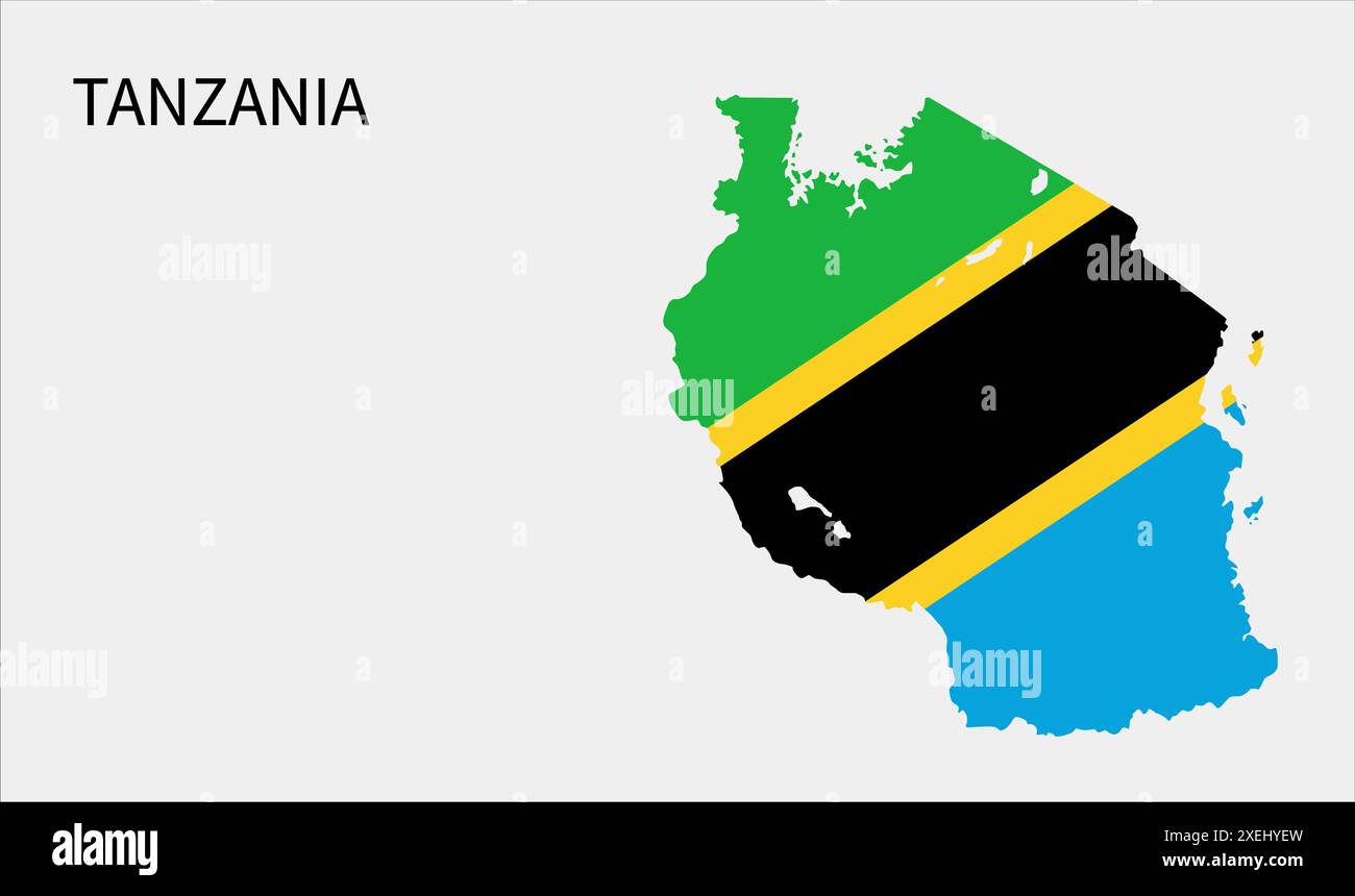 Tanzania flag map, official color with proportion, fully Editable ...