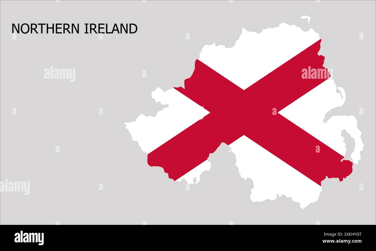 Northern Ireland flag map, official color with proportion, fully ...