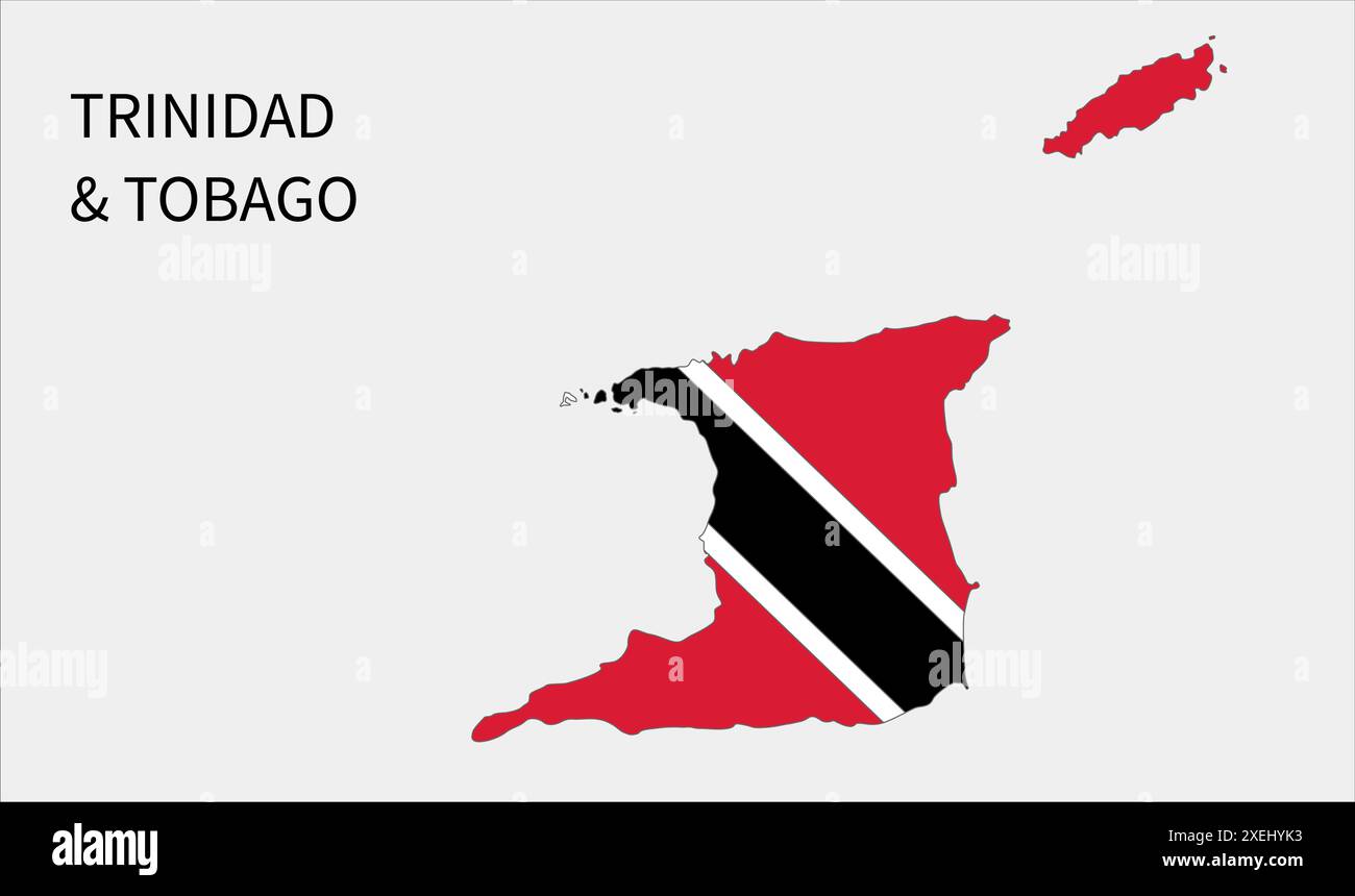 Trinidad and Tobago flag map, official color with proportion, fully Editable illustration ...