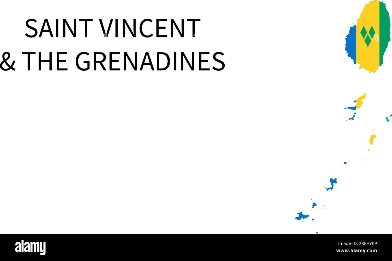 Saint Vincent and the grenadine flag map, official color with ...