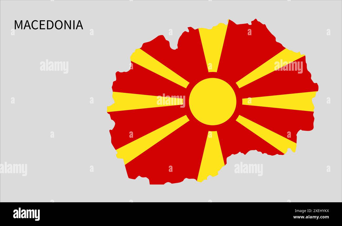 Macedonia flag map, official color with proportion, fully Editable ...