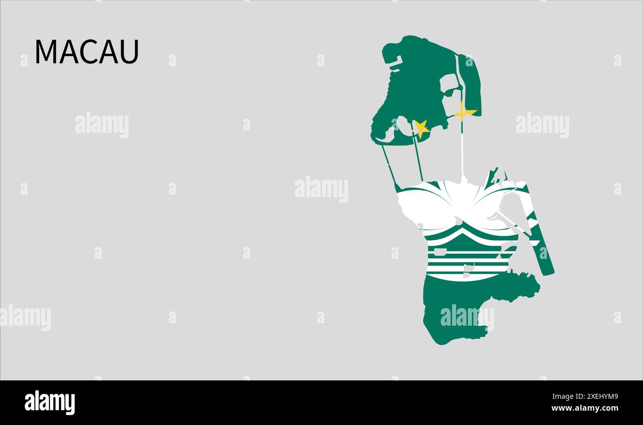 Macau flag map, official color with proportion, fully Editable ...