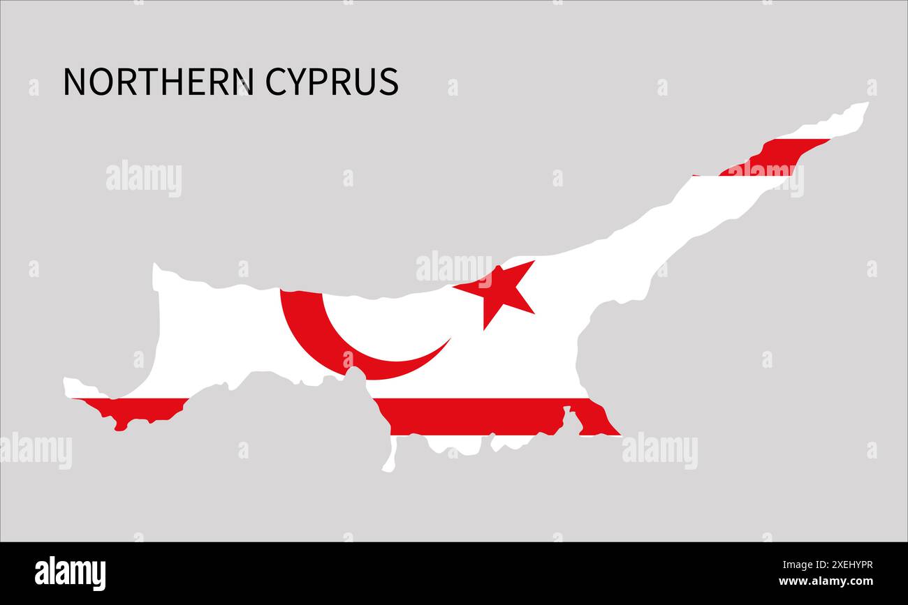 Northern Cyprus flag map, official color with proportion, fully ...