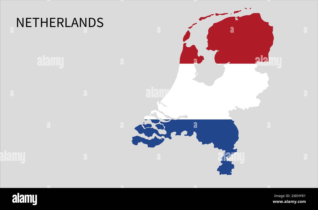 Netherlands flag map, official color with proportion, fully Editable ...