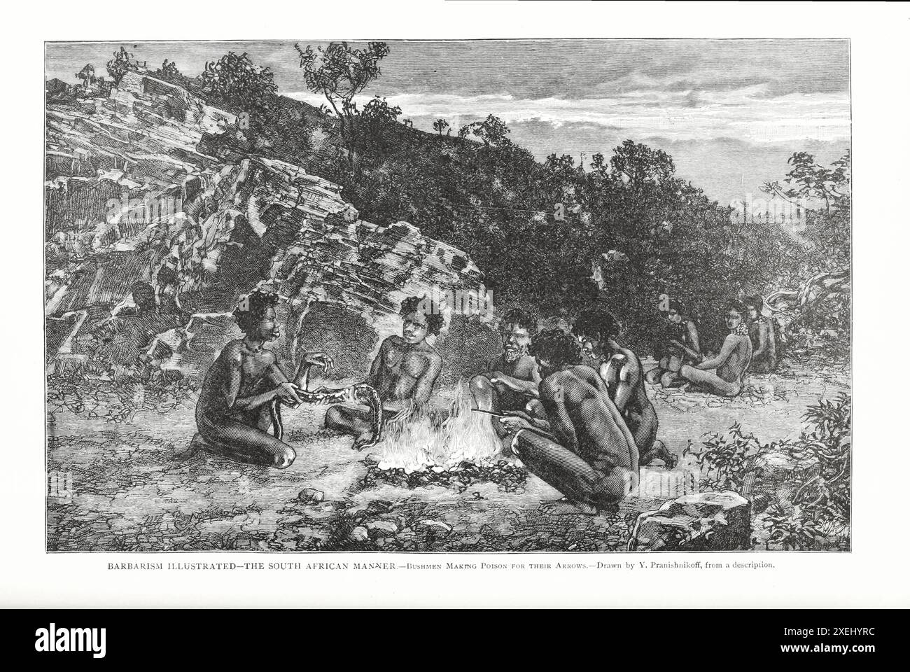 BARBARISM ILLUSTRATED The SOUTH AFRICAN Manner Bushman making poison ...