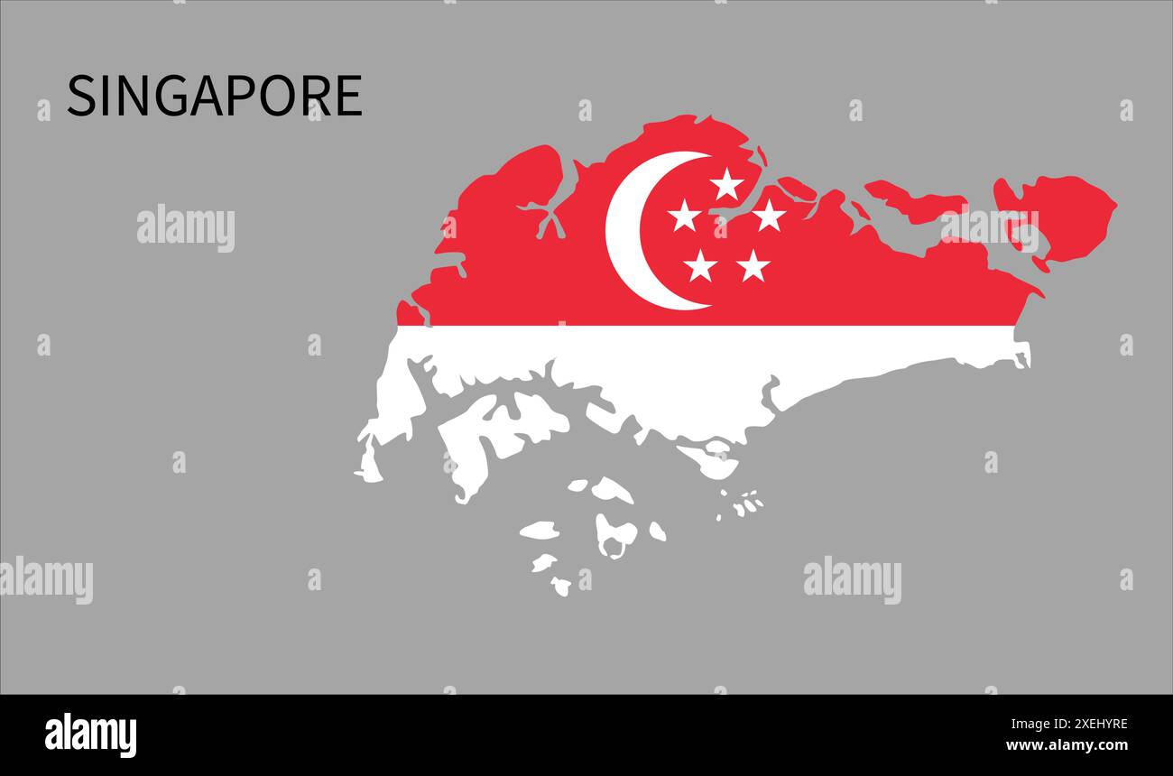 Singapore flag map, official color with proportion, fully Editable ...