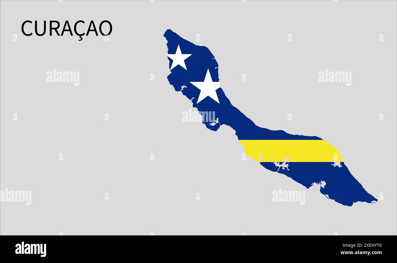 Curacao flag map, official color with proportion, fully Editable ...