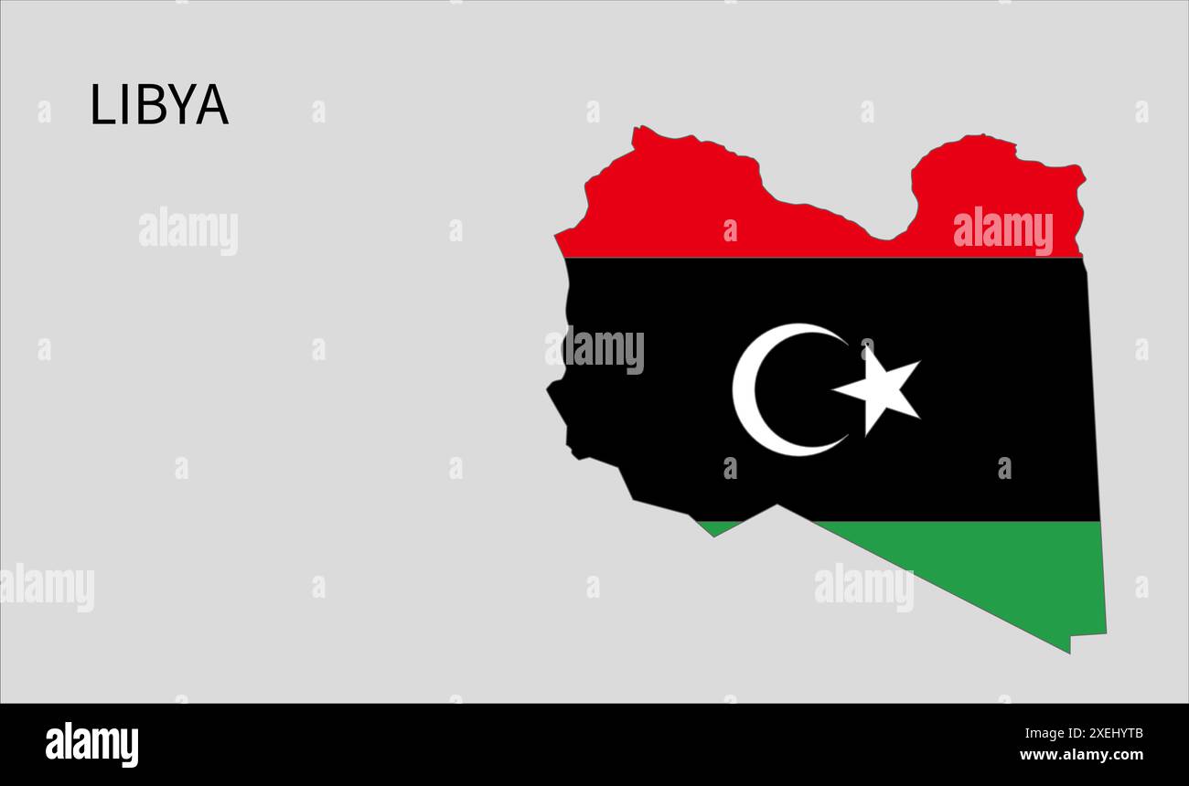 Libya flag map, official color with proportion, fully Editable illustration, vector, flag ...