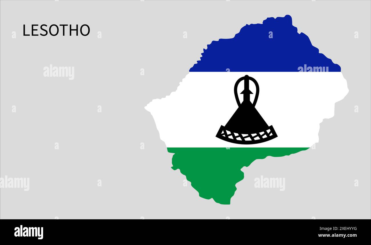 Lesotho flag map, official color with proportion, fully Editable ...