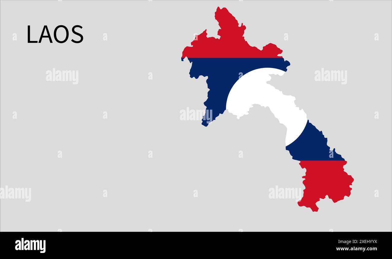 Laos flag map, official color with proportion, fully Editable ...