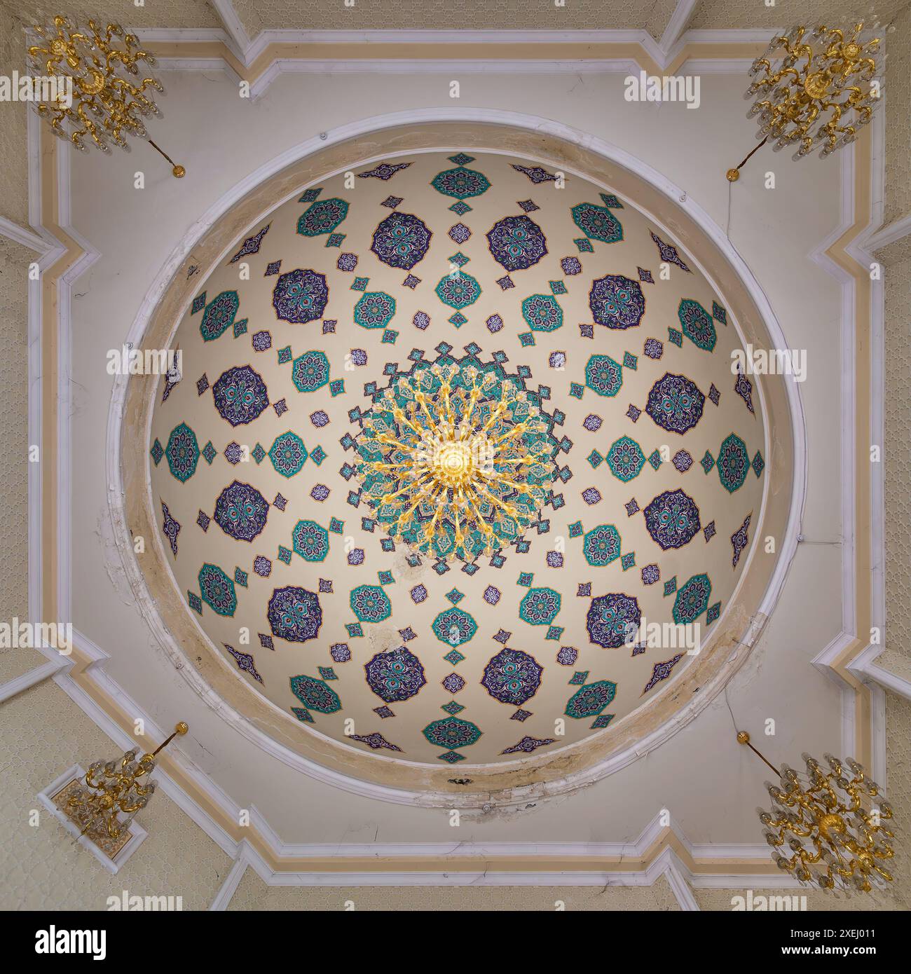 A view of the ornate ceiling inside the Goy Imam Mosque in Ganja ...