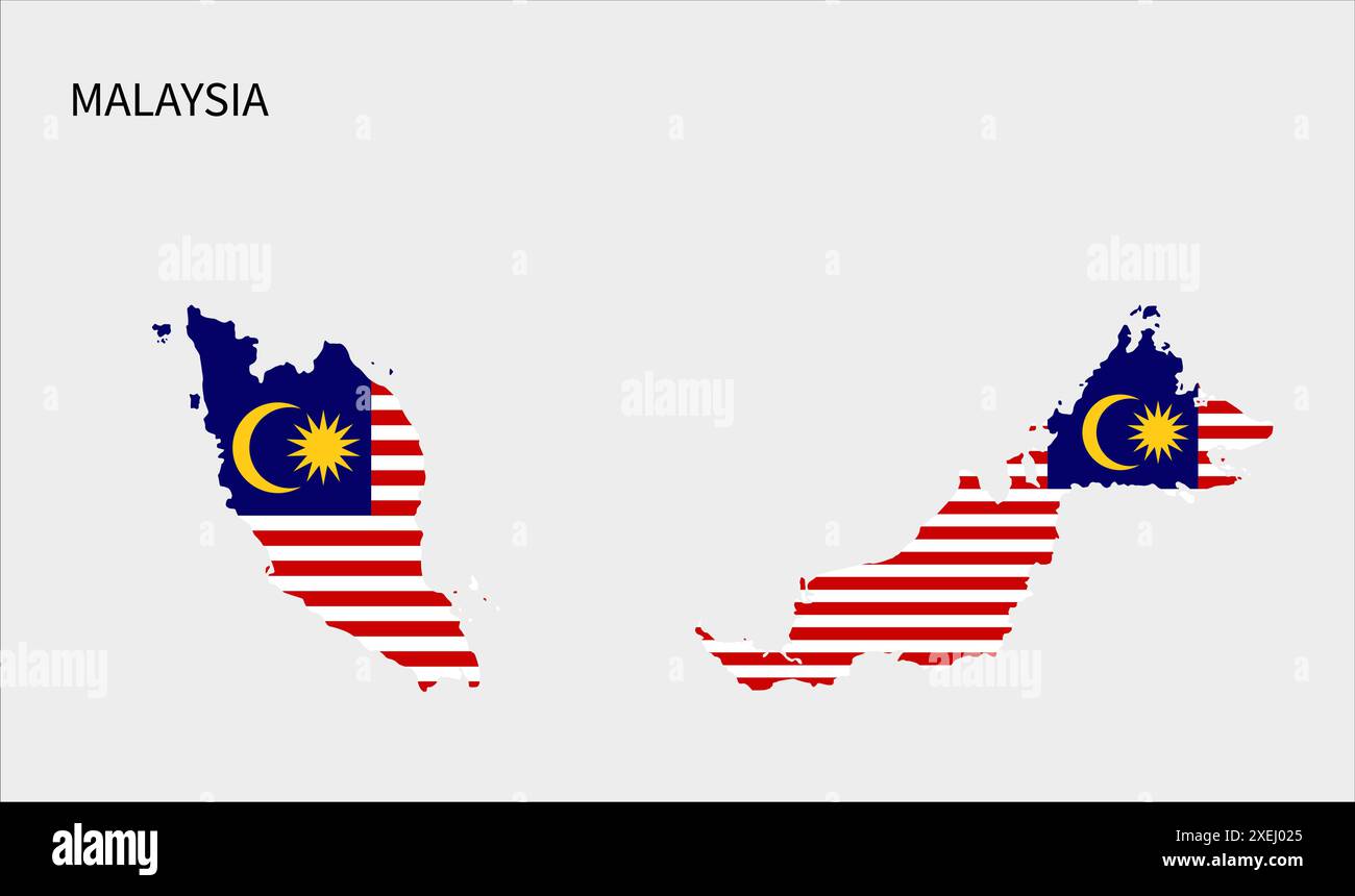 Malaysia flag map, official color with proportion, fully Editable ...