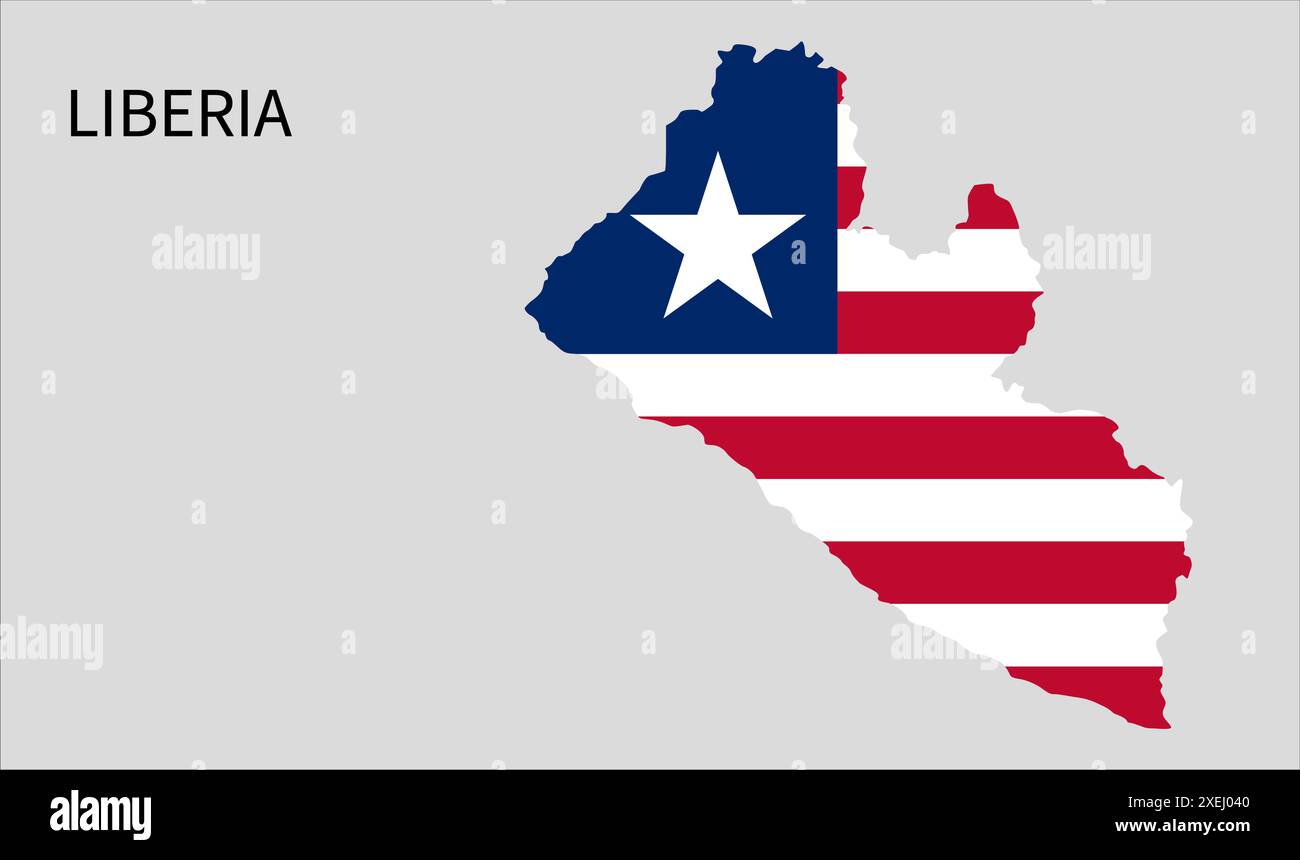Liberia flag map, official color with proportion, fully Editable ...