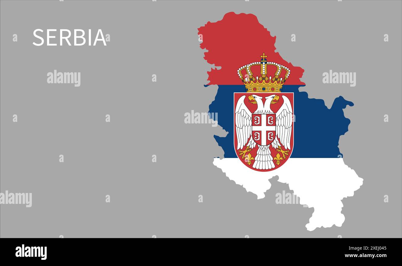 Serbia flag map, official color with proportion, fully Editable ...