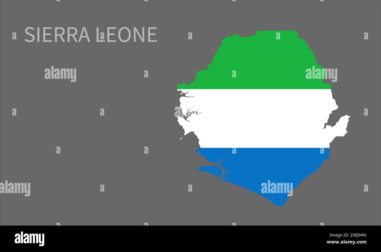 Sierra Leone flag map, official color with proportion, fully Editable ...