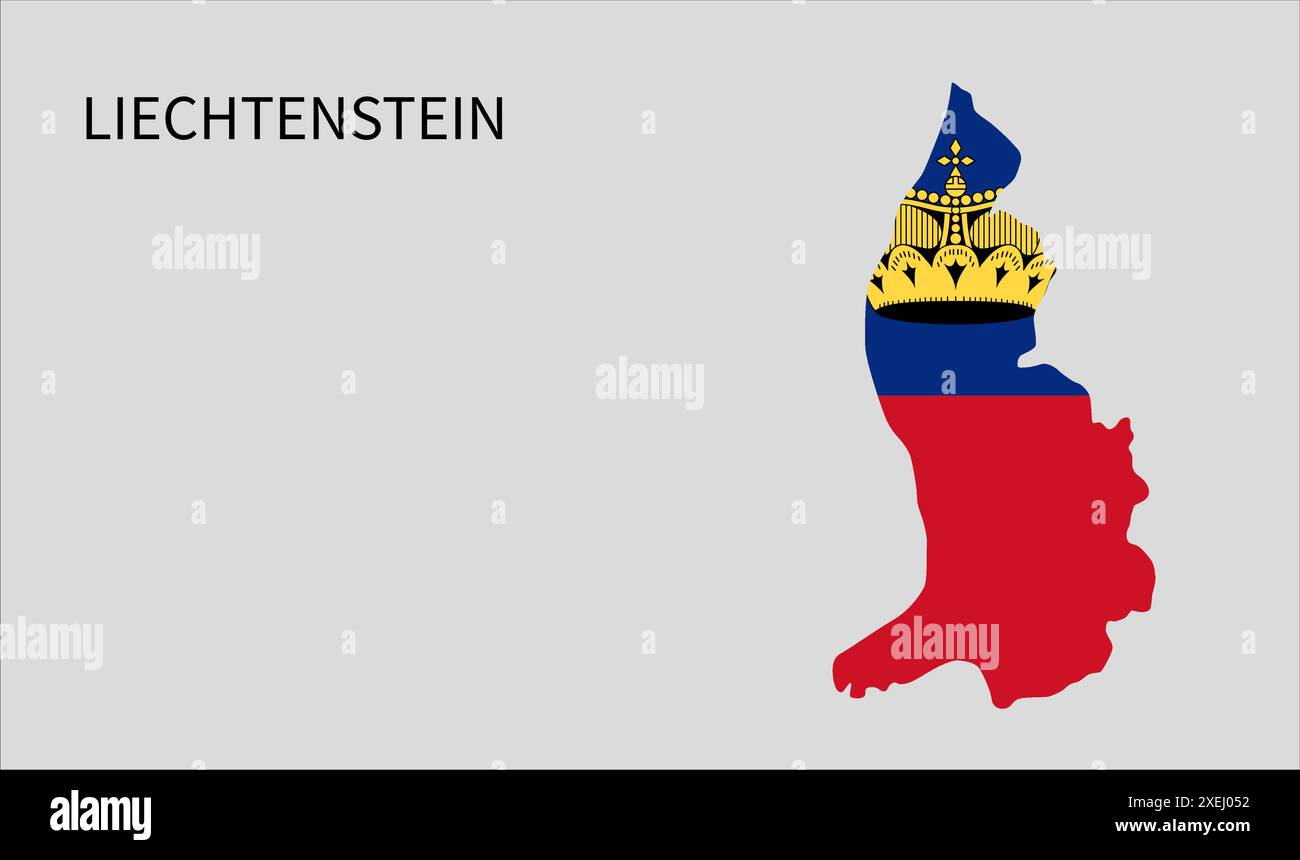 Liechtenstein flag map, official color with proportion, fully Editable illustration, vector ...