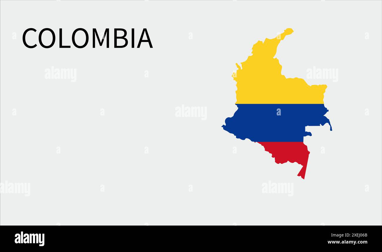 Colombia flag map, official color with proportion, fully Editable illustration, vector, flag ...