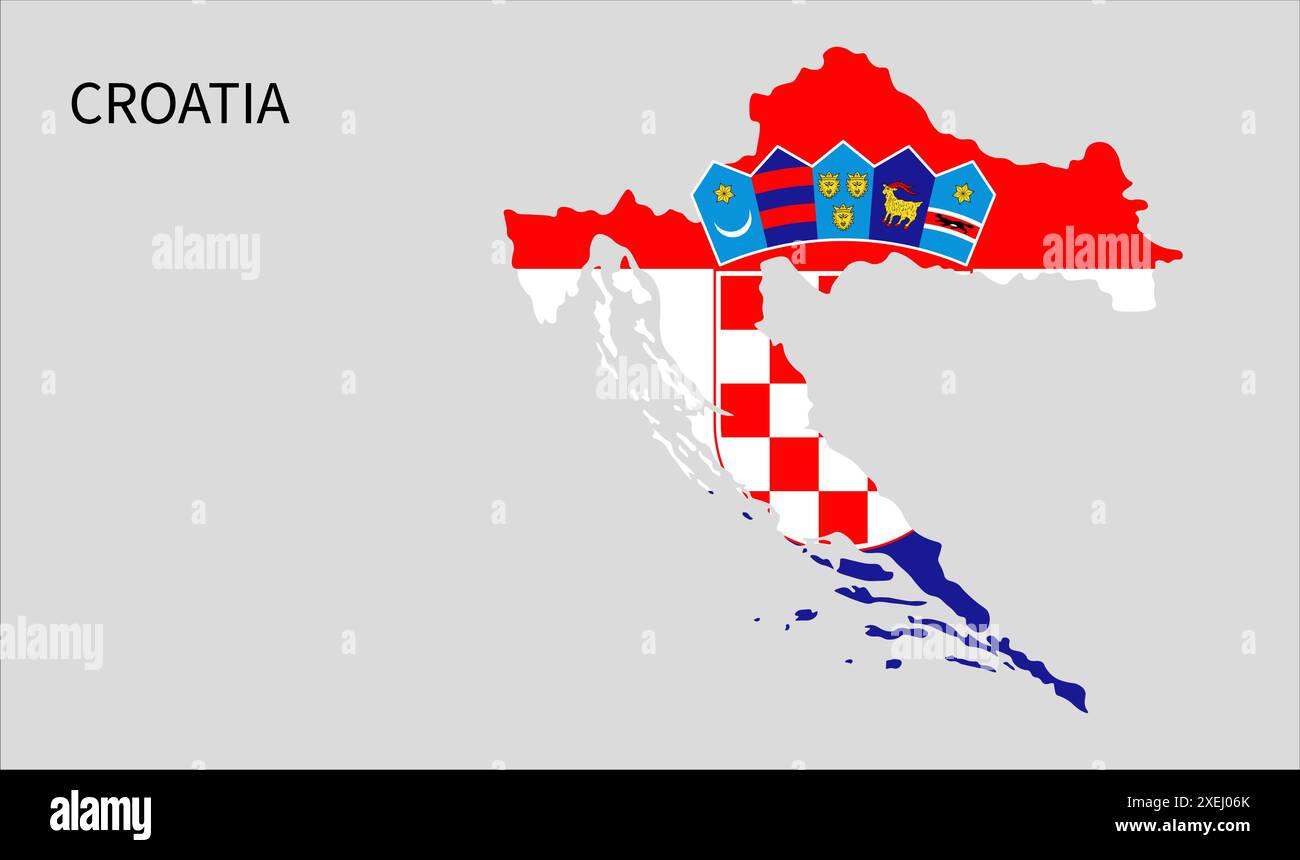 Croatia flag map, official color with proportion, fully Editable ...