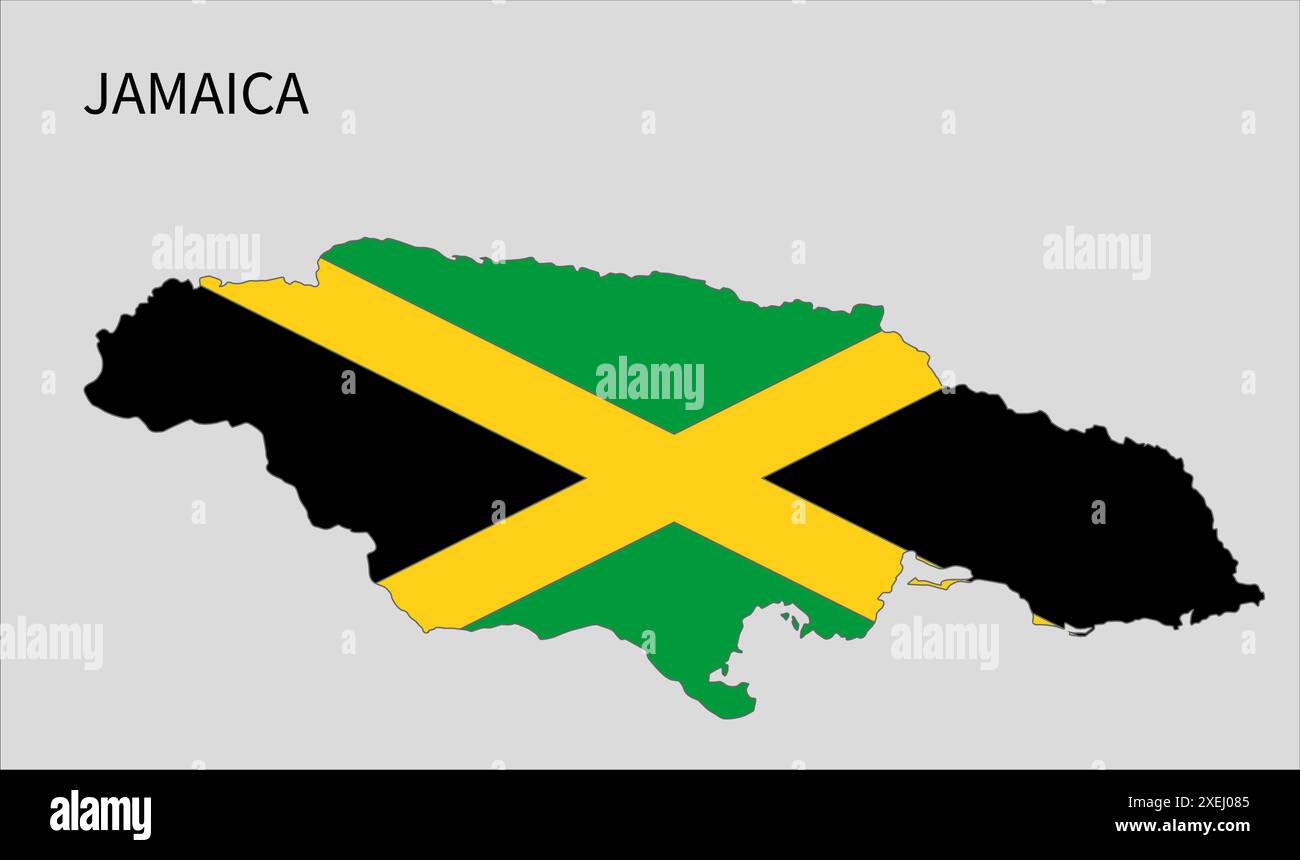 Jamaica flag map, official color with proportion, fully Editable ...