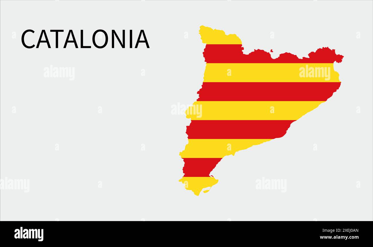 Catalonia flag map, official color with proportion, fully Editable illustration, vector, flag ...
