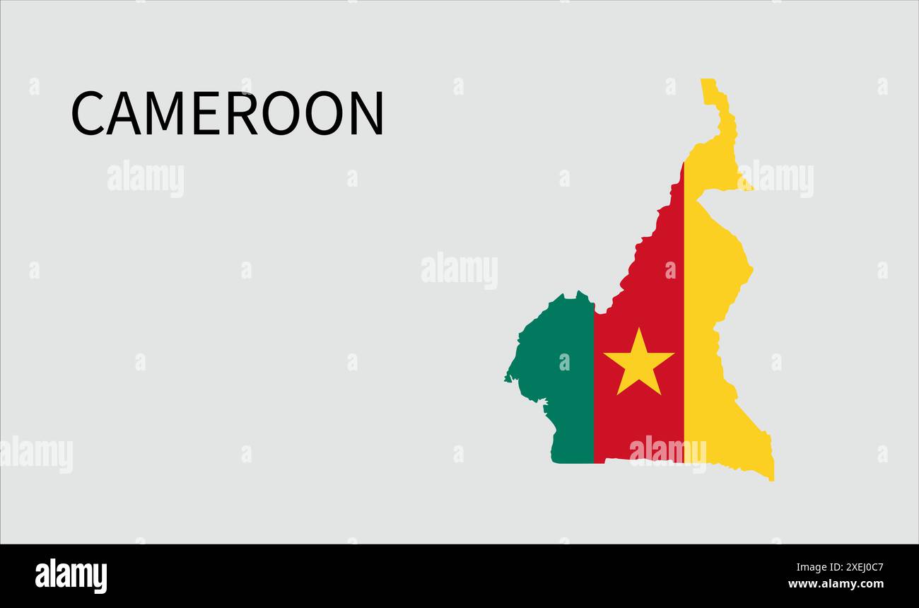 Cameroon flag map, official color with proportion, fully Editable ...