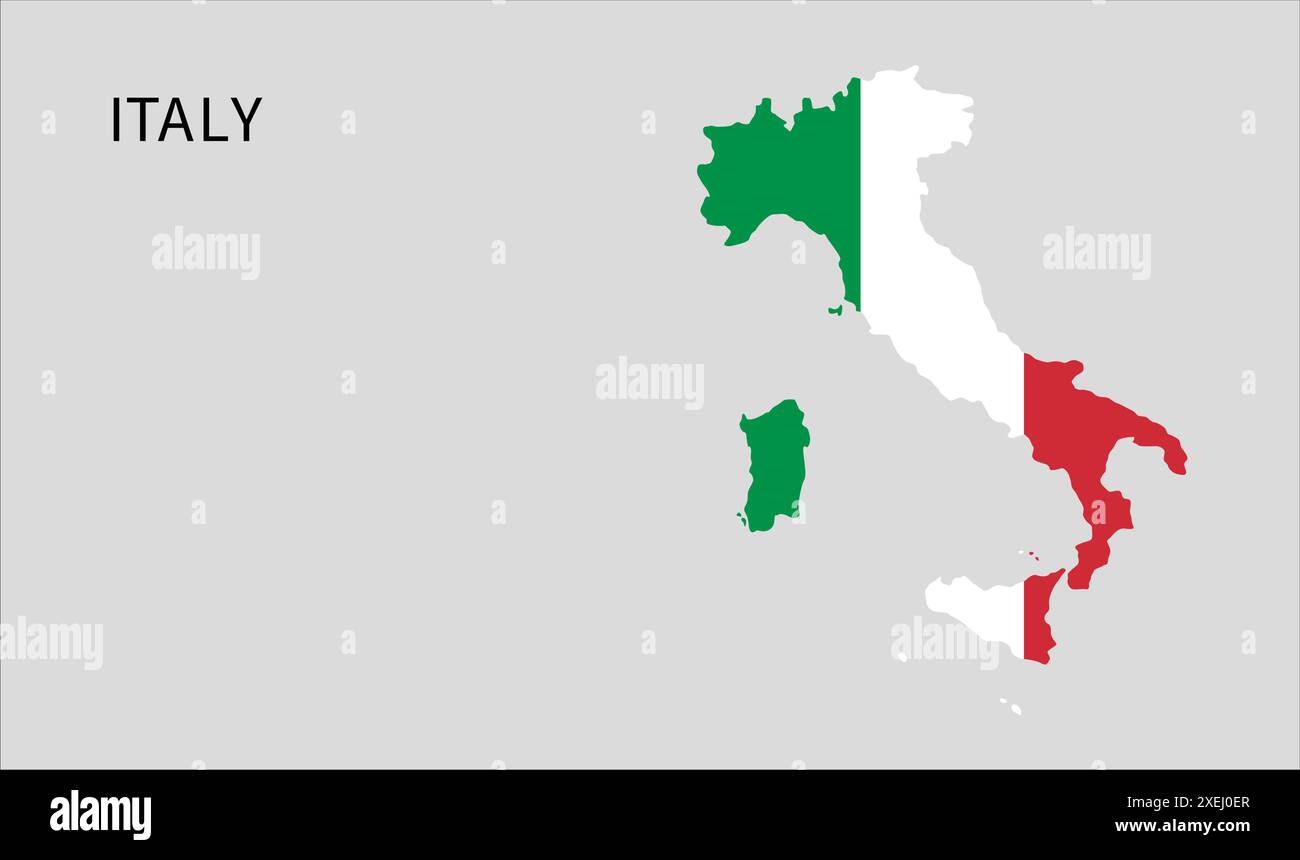 Italy flag map, official color with proportion, fully Editable ...