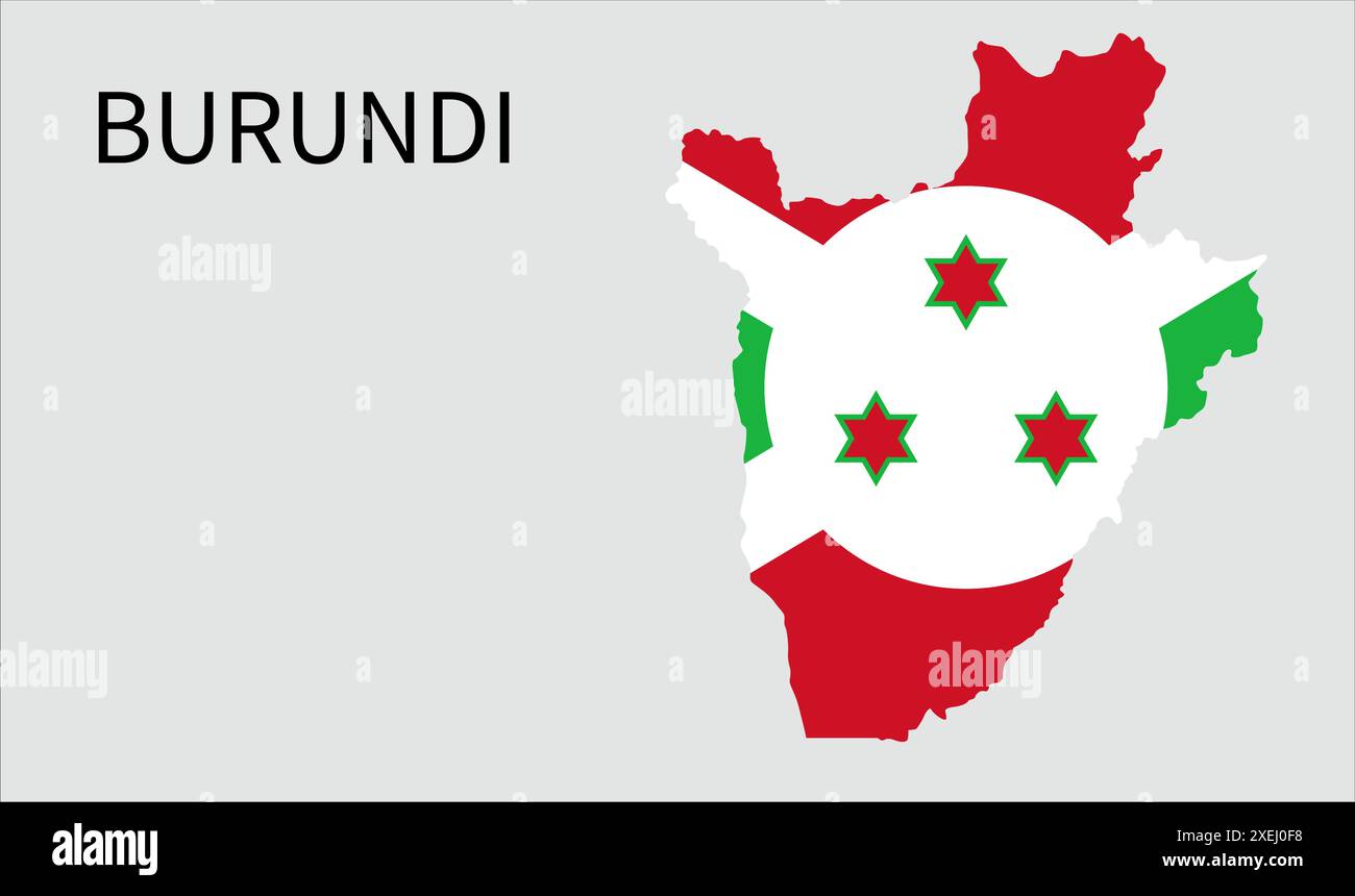 Burundi flag map, official color with proportion, fully Editable illustration, vector, flag ...