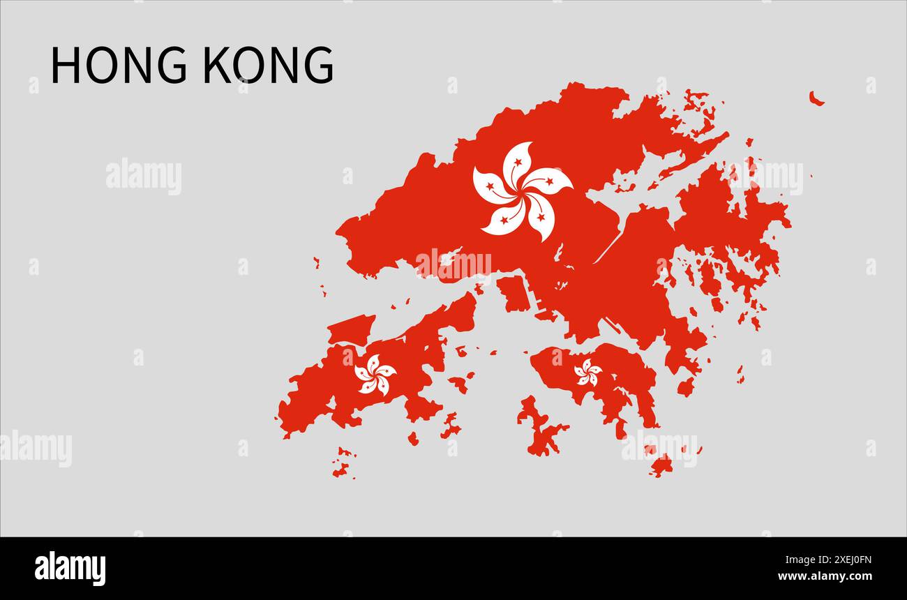 Hong Kong flag map, official color with proportion, fully Editable ... Hong Kong flag map, official color with proportion, fully Editable ...