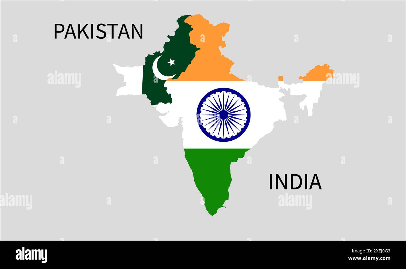 India and pakistan flag map hi-res stock photography and images - Alamy