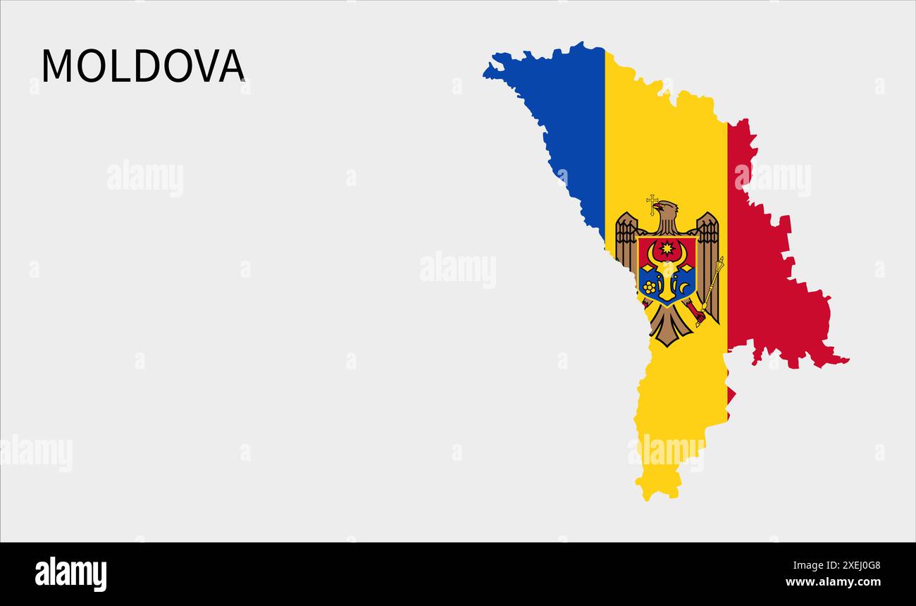 Moldova flag map, official color with proportion, fully Editable illustration, vector, flag ...