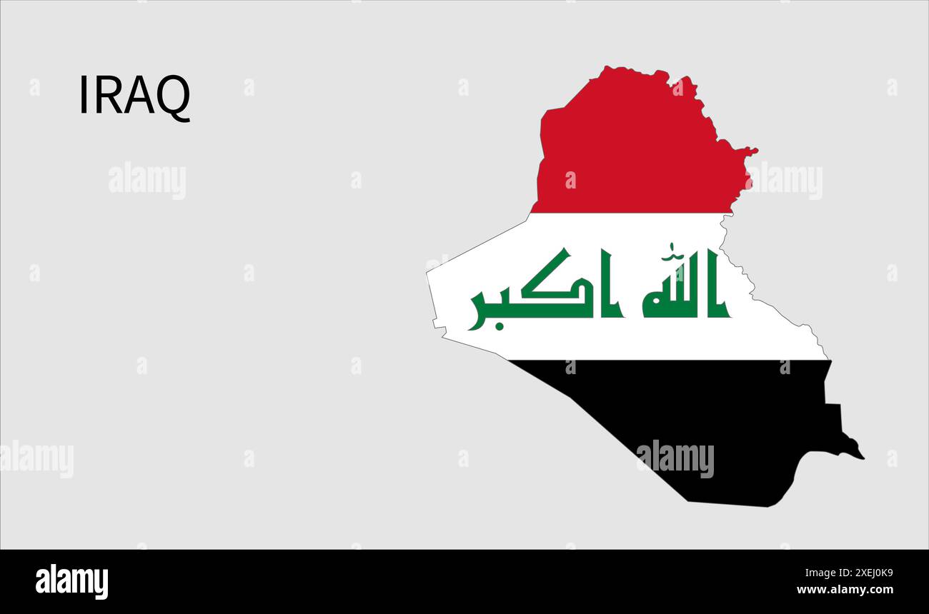 Iraq flag map, official color with proportion, fully Editable ...