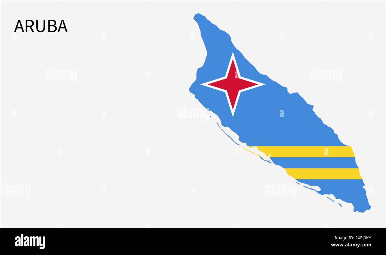 Aruba Flag Map Official Color With Proportion Fully Editable