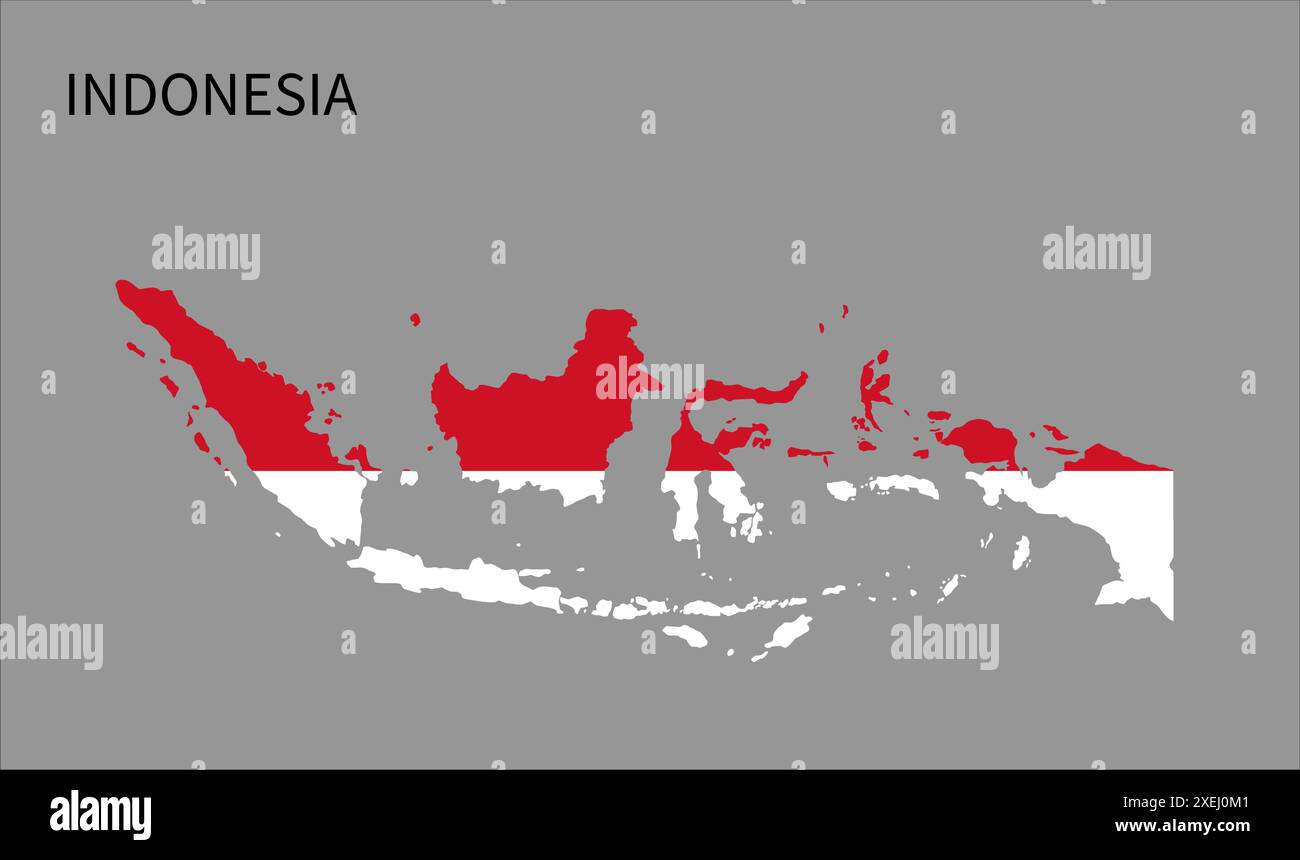 Indonesia flag map, official color with proportion, fully Editable illustration, vector, flag ...