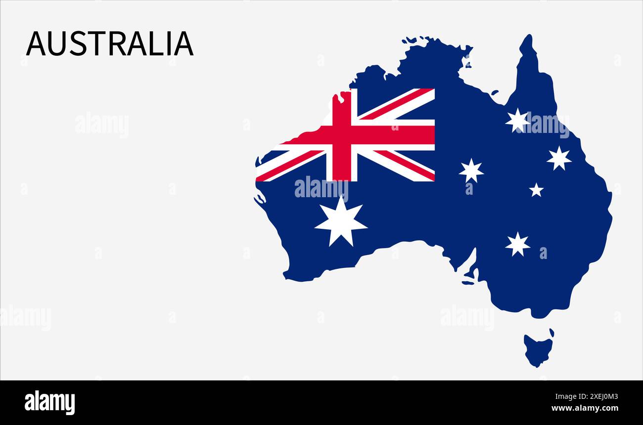 Australia flag map, official color with proportion, fully Editable ...