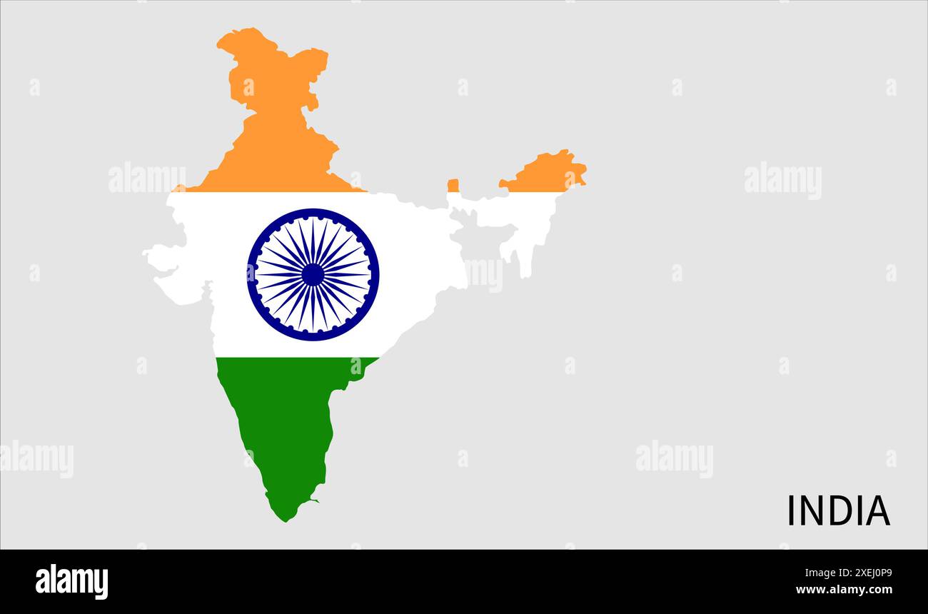 India flag map, official color with proportion, fully Editable ...