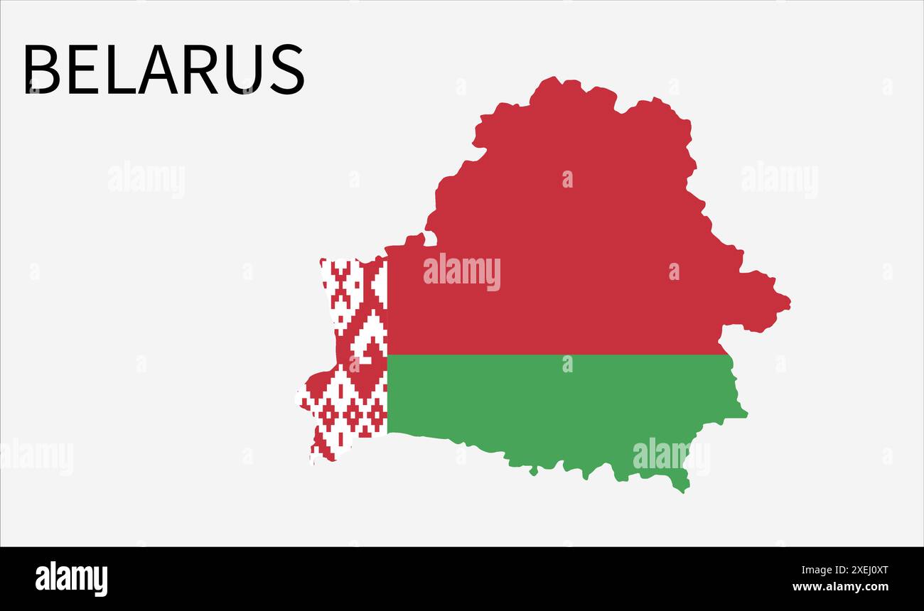 Belarus flag map, official color with proportion, fully Editable ...